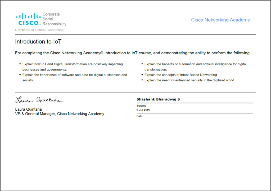 Certifications Awarded till 2025 | Shashank Bharadwaj
